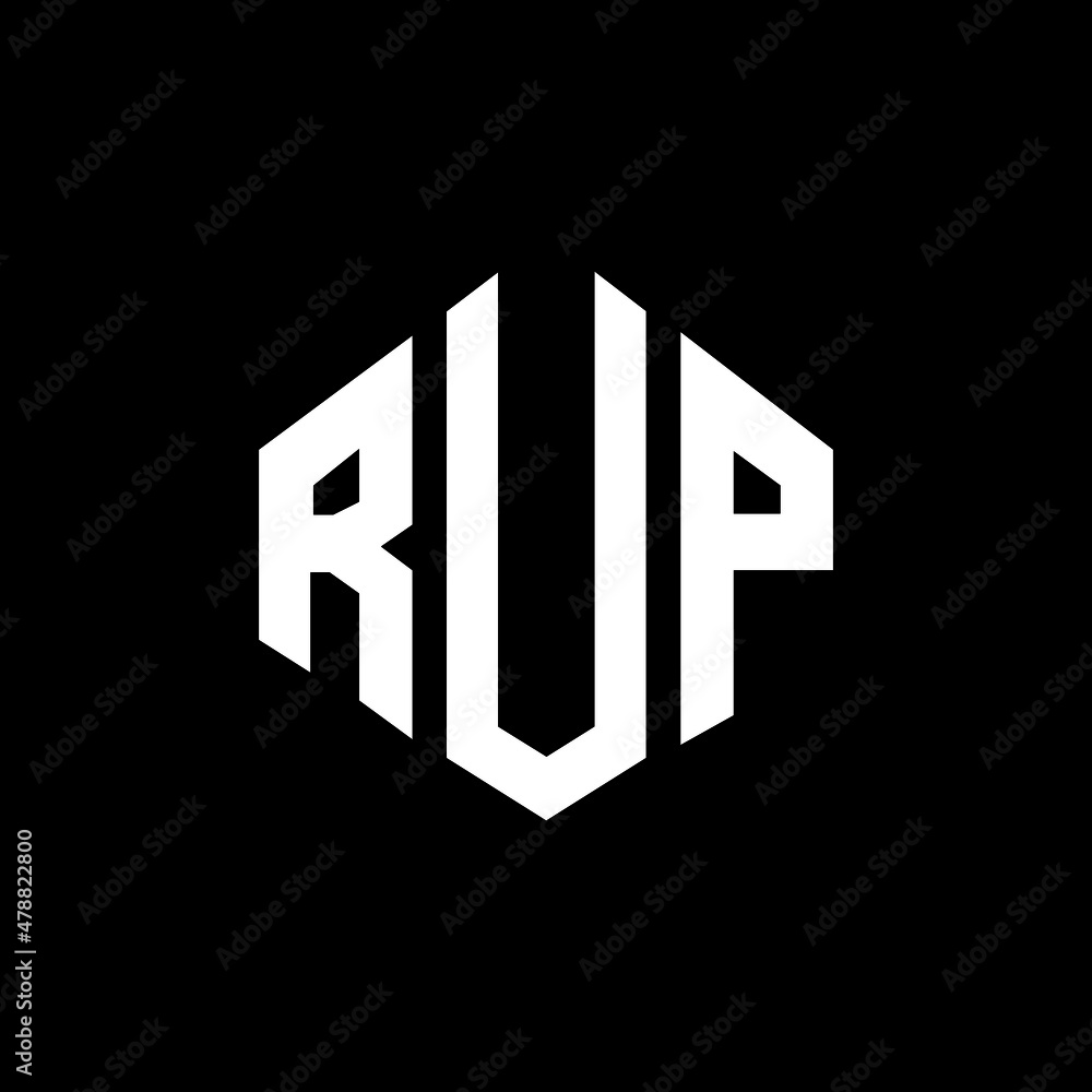 RUP letter logo design with polygon shape. RUP polygon and cube shape logo design. RUP hexagon ...