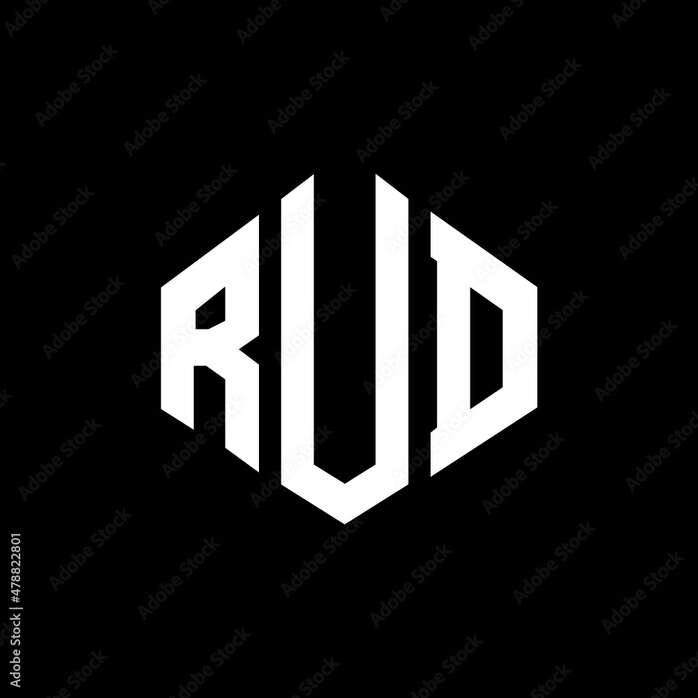 RUD letter logo design with polygon shape. RUD polygon and cube shape ...