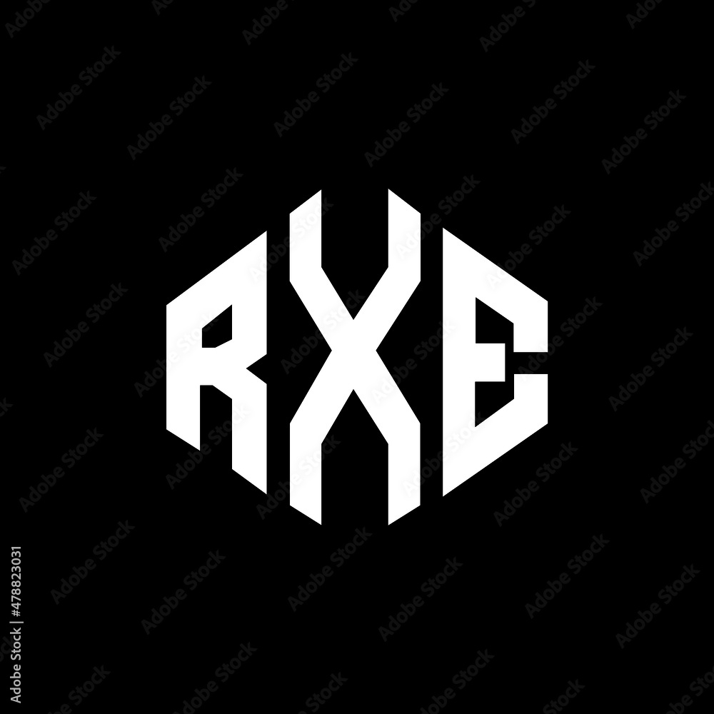 RXE letter logo design with polygon shape. RXE polygon and cube shape ...