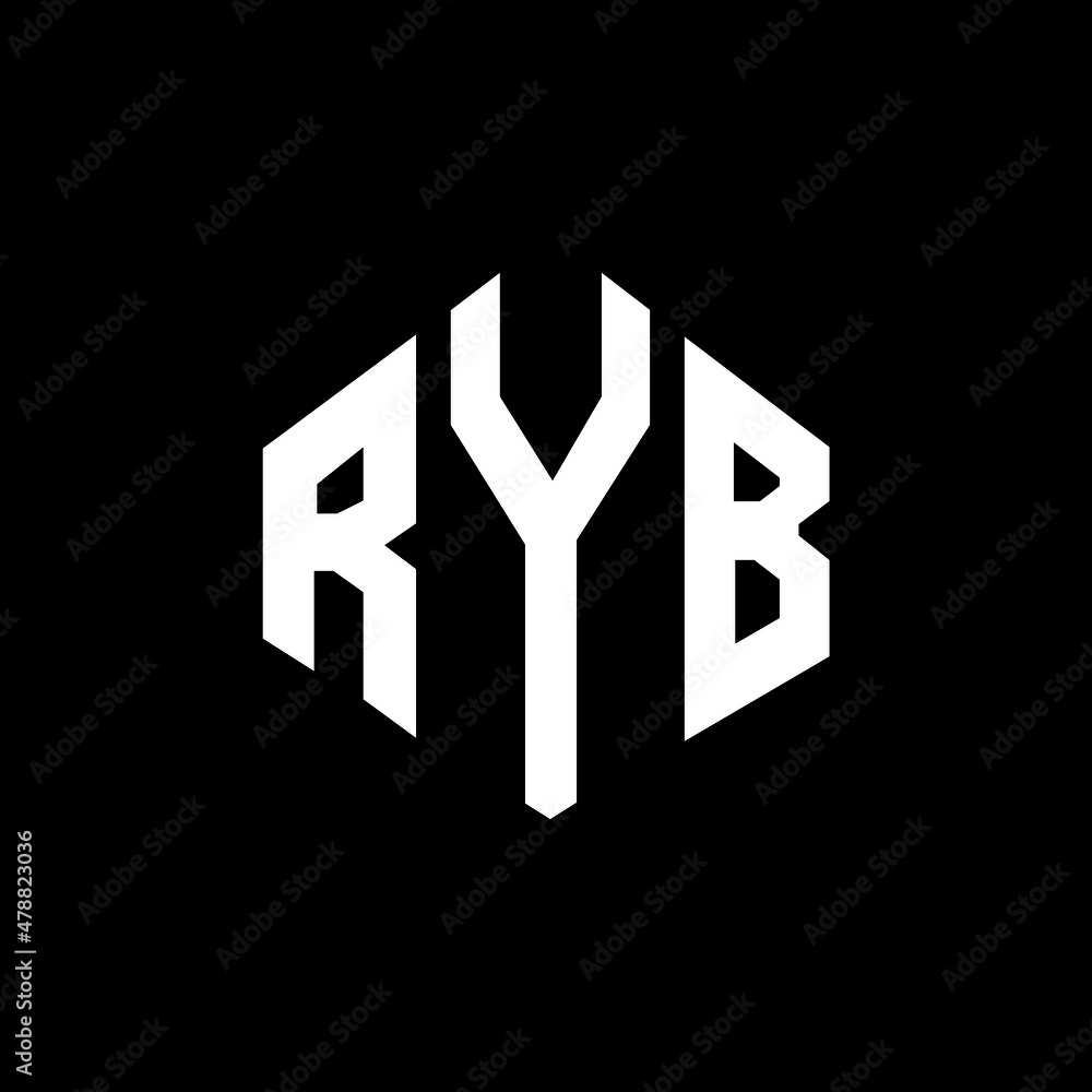 RYB letter logo design with polygon shape. RYB polygon and cube shape ...