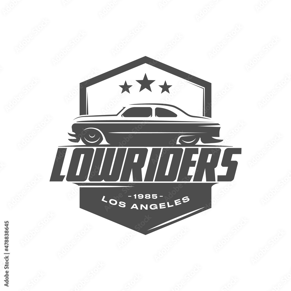 Lowriders car vector logo. American muscle vintage lowrider. Logo ...