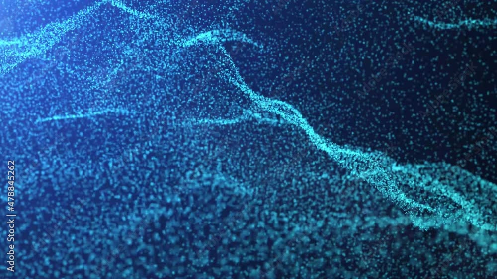 Abstract animated background of randomly moving particles, dots. Smooth ...