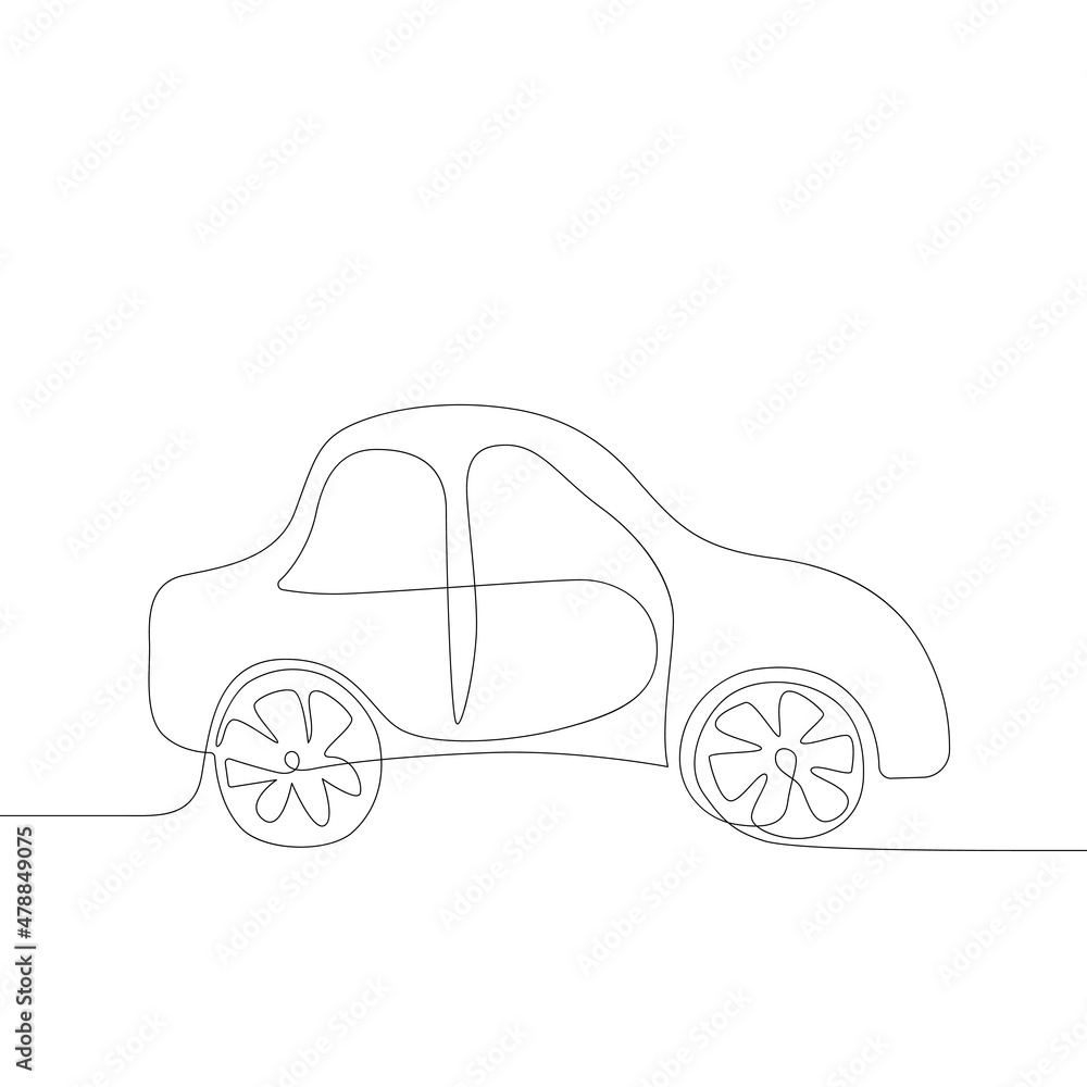 Car drawing vector, continuous single one line art style isolated on ...