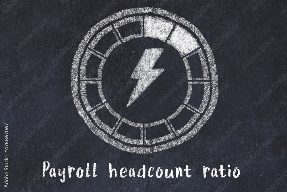 Chalk drawing of low energy indicatior. KPI concept, low Payroll ...