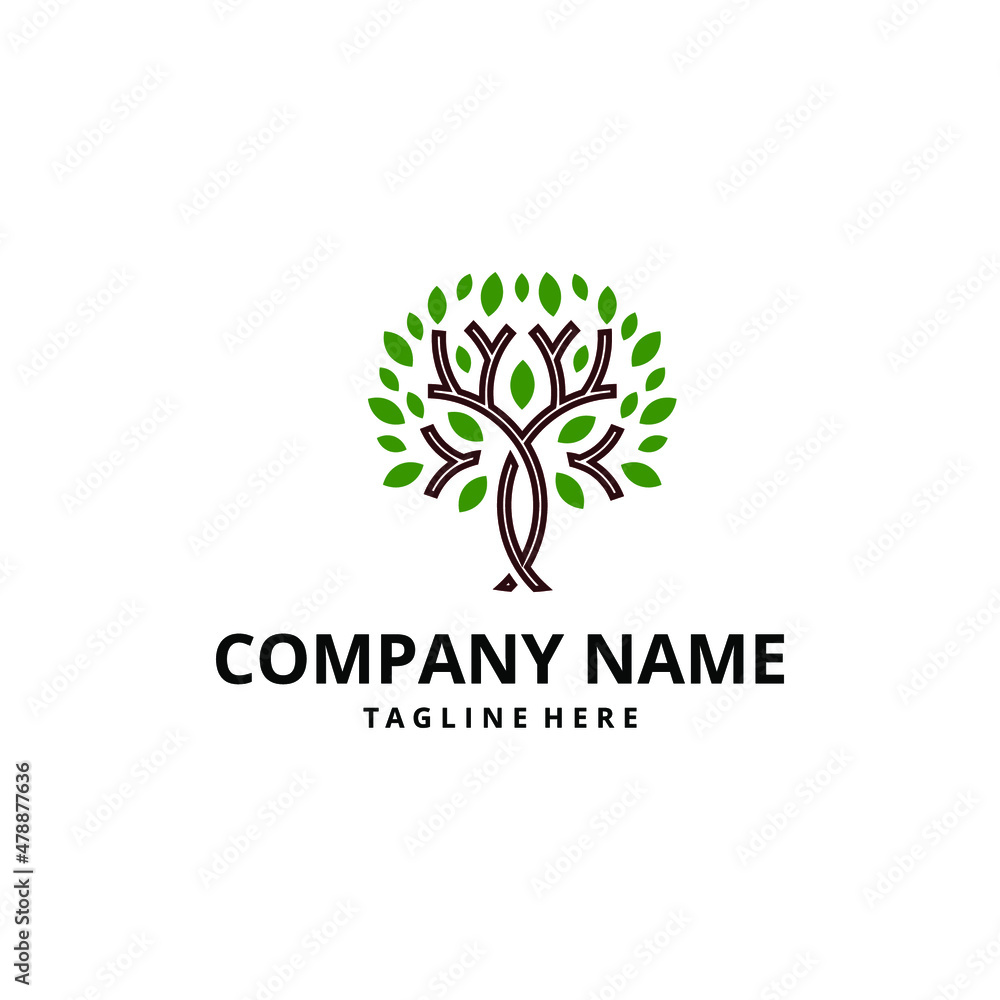 Root tree logo illustration, abstract tree vector silhouette inspired ...