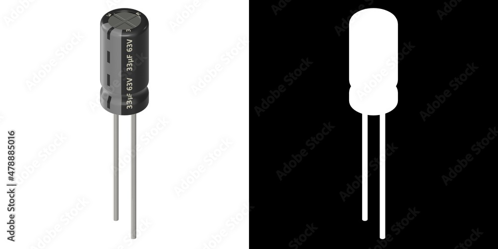 3D rendering illustration of a electrolytic capacitor Stock ...
