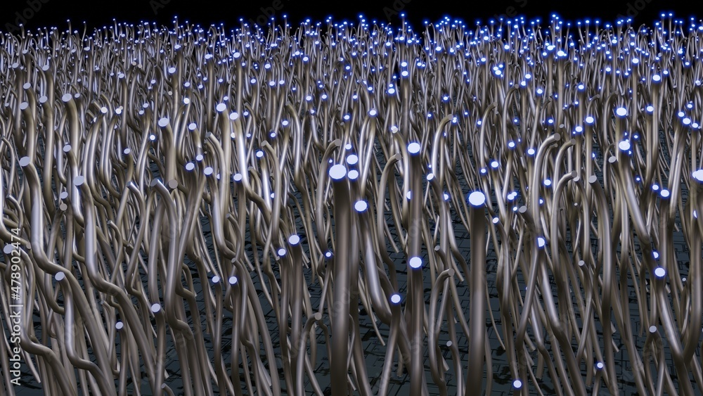 Nano wires , fiber optic filaments. Array of metal cylinders ...