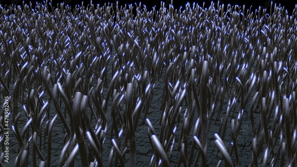 Nano wires , fiber optic filaments. Array of metal cylinders ...