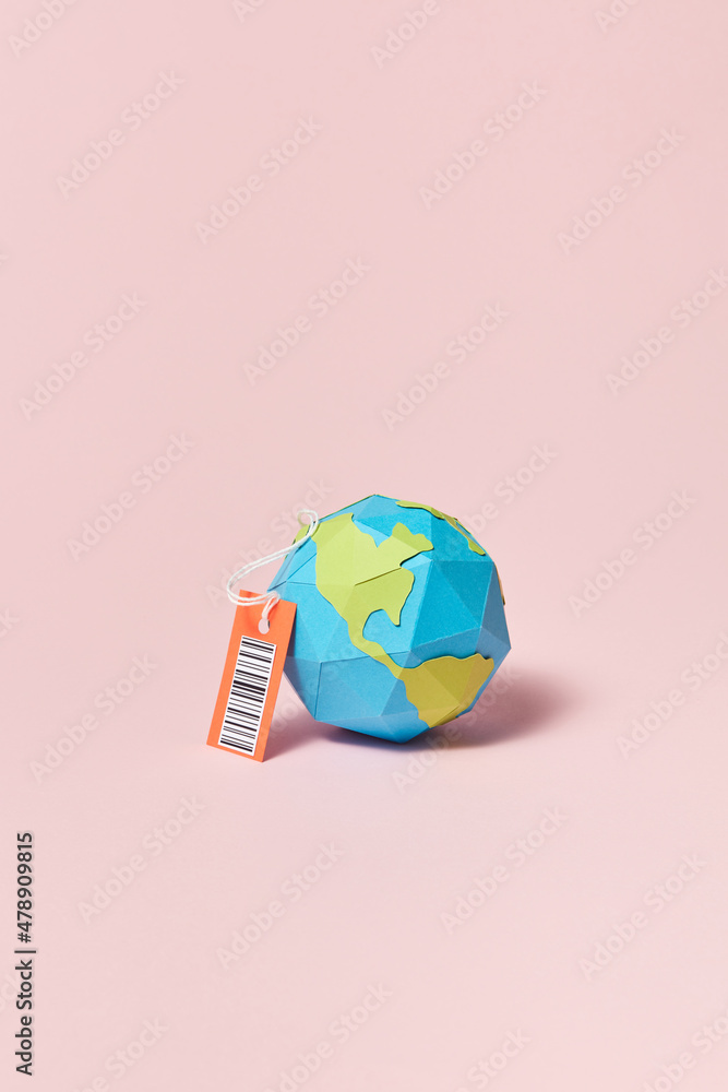 Papercraft Earth globe with barcode Stock Photo | Adobe Stock