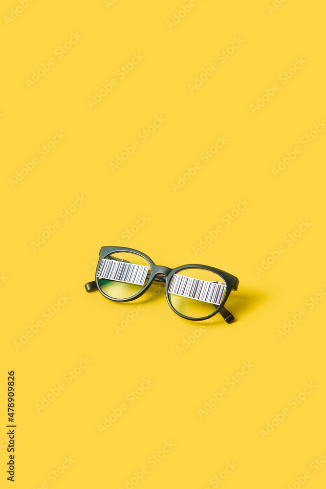 Glasses with two barcodes on lenses Stock Photo | Adobe Stock