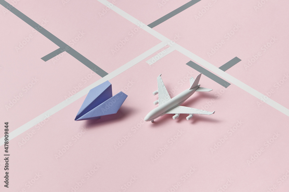 Realistic and paper planes Stock Photo | Adobe Stock