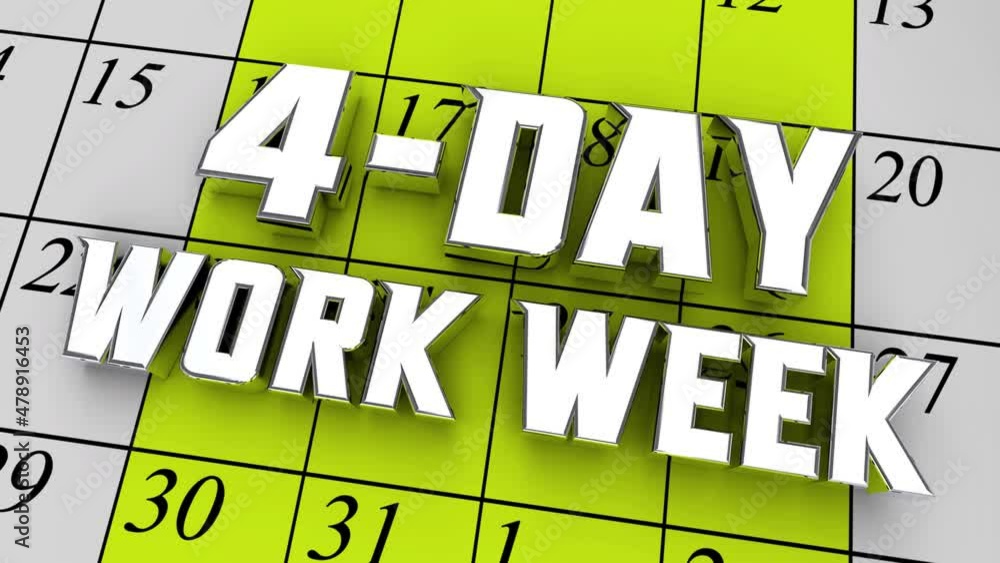 4-Day Work Week Calendar New Employee Shift Schedule 3d Animation Stock ...