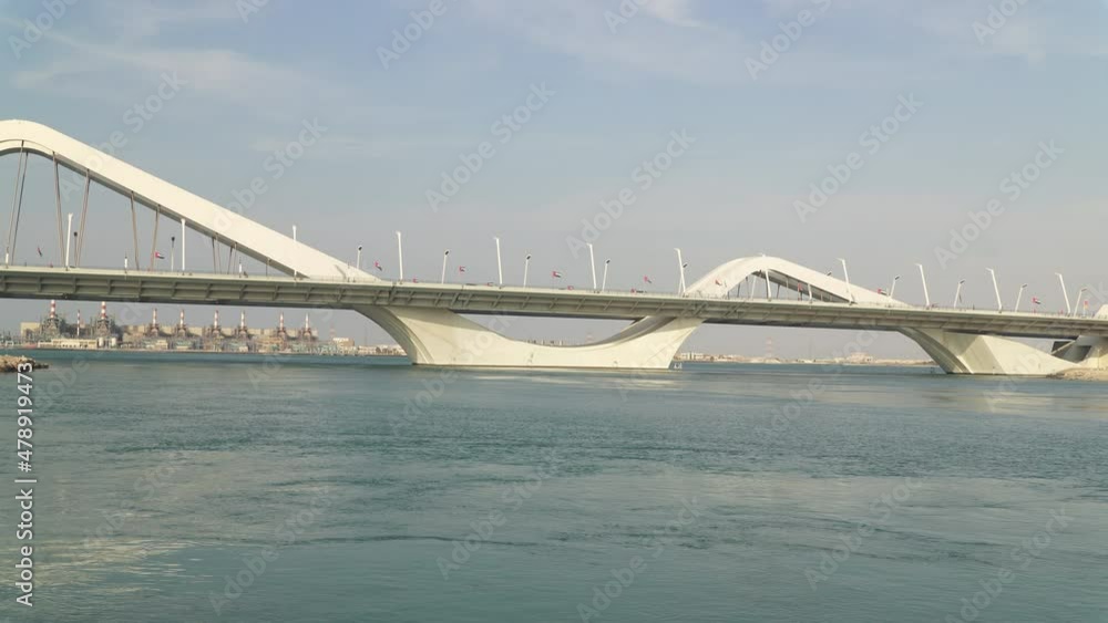 The Sheikh Zayed Bridge, a modern arch bridge over the Khor Al Maqta ...