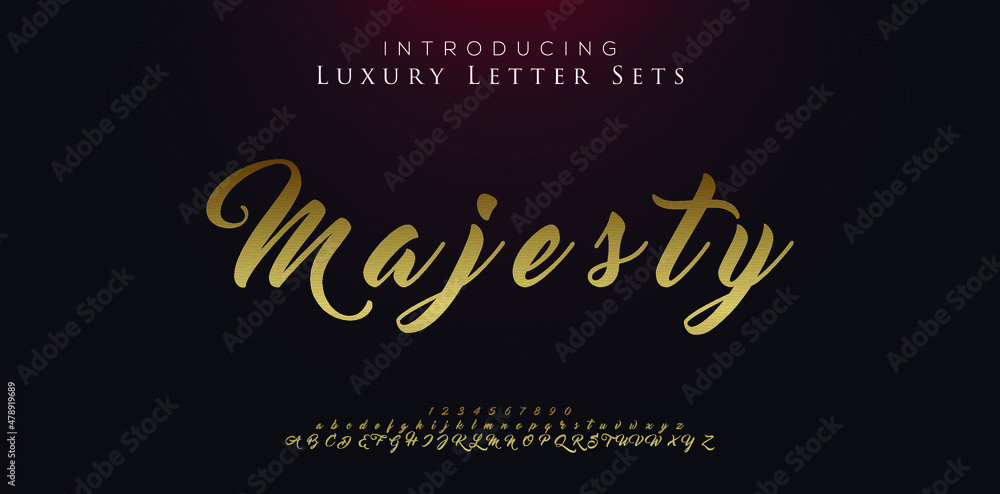 MAJESTY luxury, script and calligraphy letter font. Alphabets vector ...