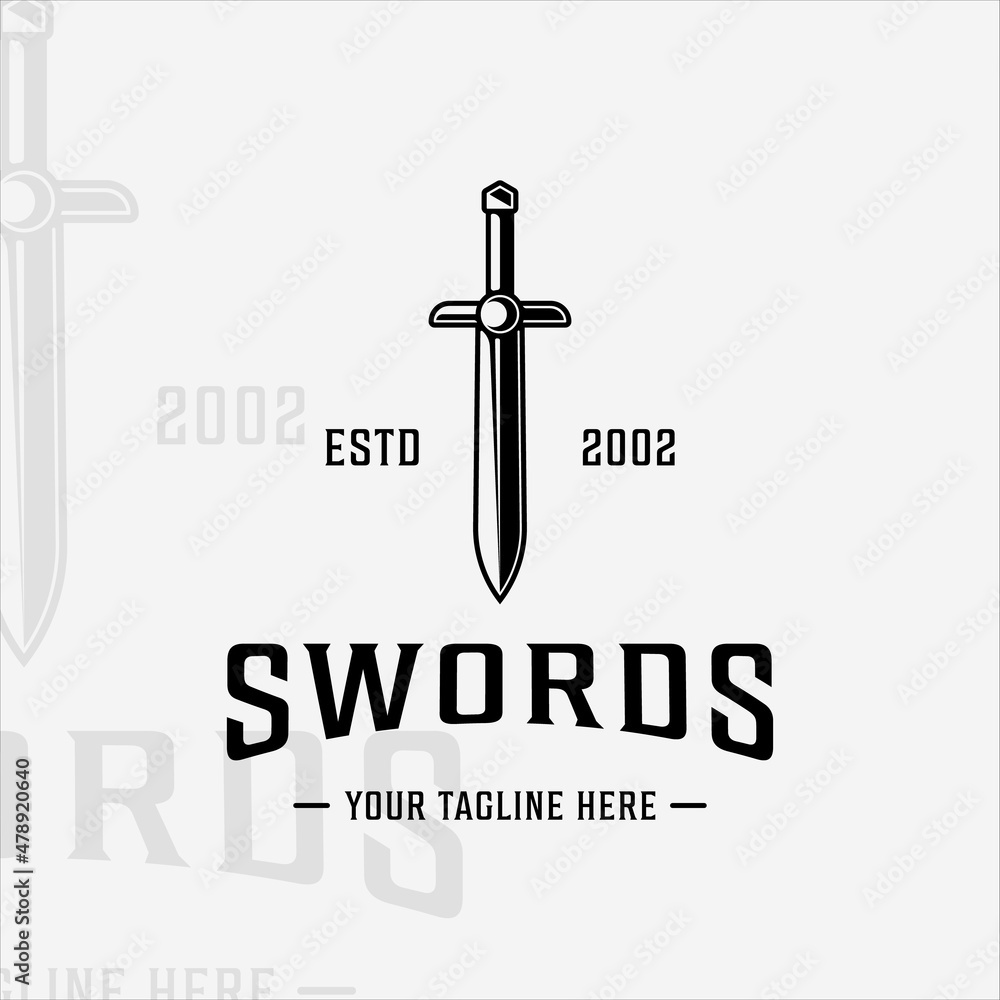 sword logo vintage vector illustration template icon graphic design ...