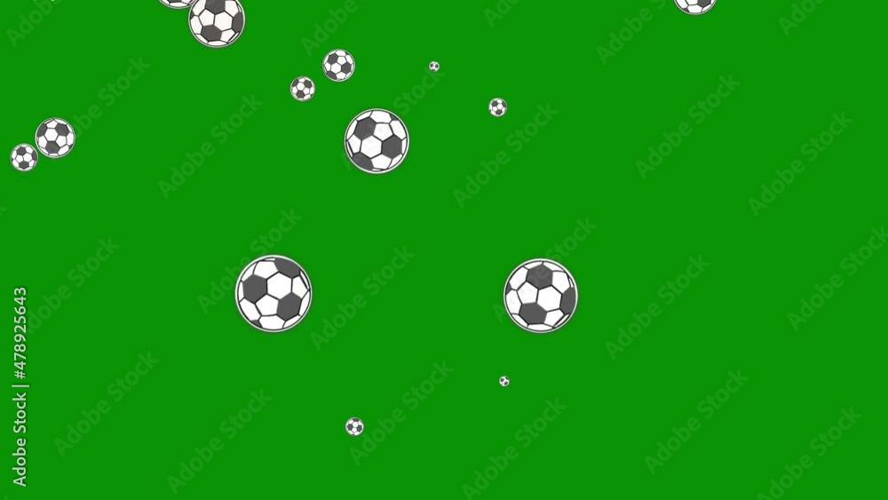 Falling footballs motion graphics with green screen background Stock ...