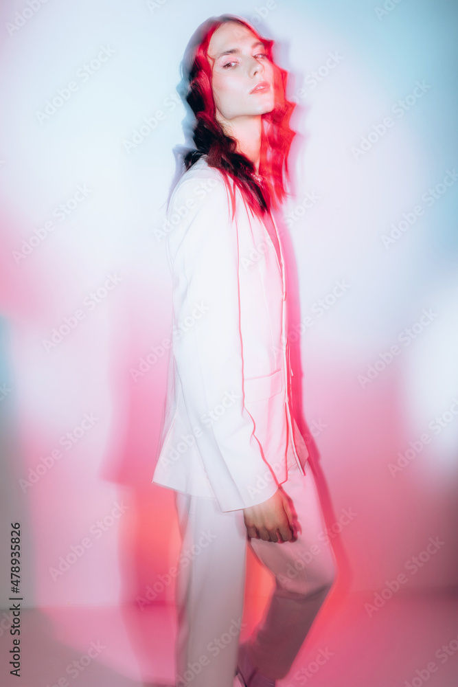 Gen z transgender in neon light Stock Photo | Adobe Stock