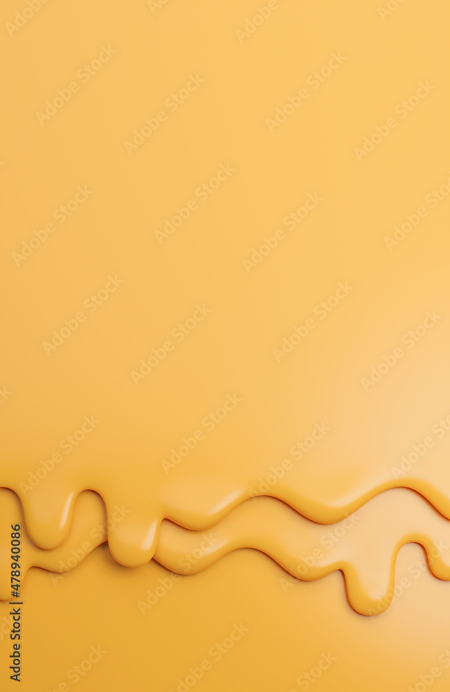 Cheese creamy liquid drips.,cheese melt on yellow background.,3d model ...