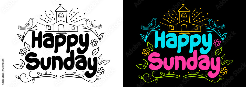 Happy Sunday typography Stock Vector | Adobe Stock