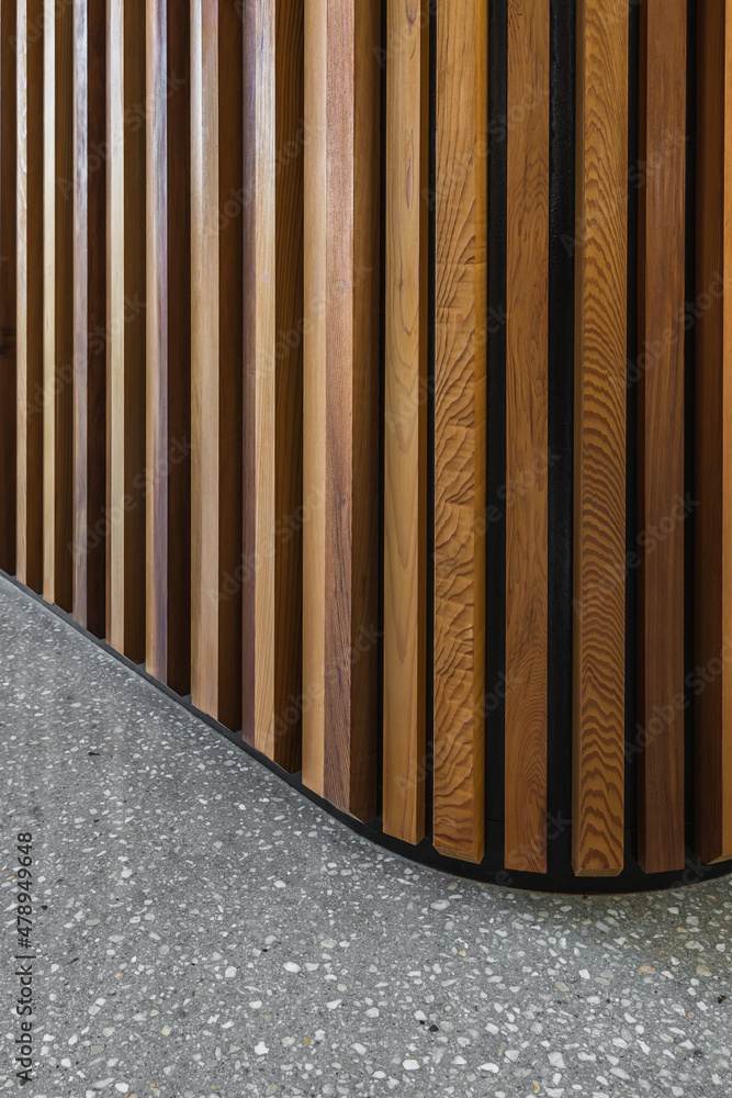 Polished concrete and timber architectural detail Stock Photo | Adobe Stock