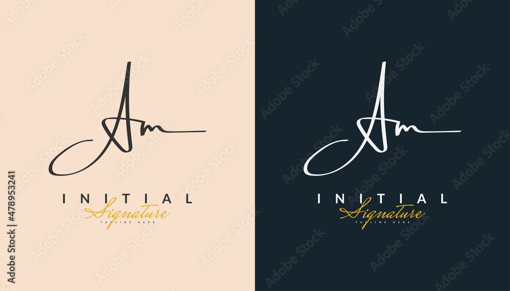 Initial A and M Logo Design with Elegant Handwriting Style. AM ...