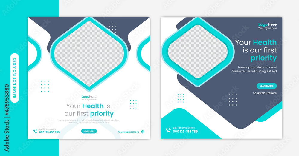 Medical Healthcare social media post design, green creative layout for ...