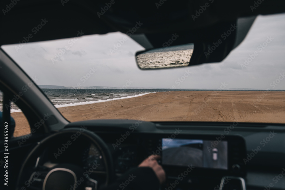 beach through the car window, hand on the dashboard Stock Photo | Adobe ...