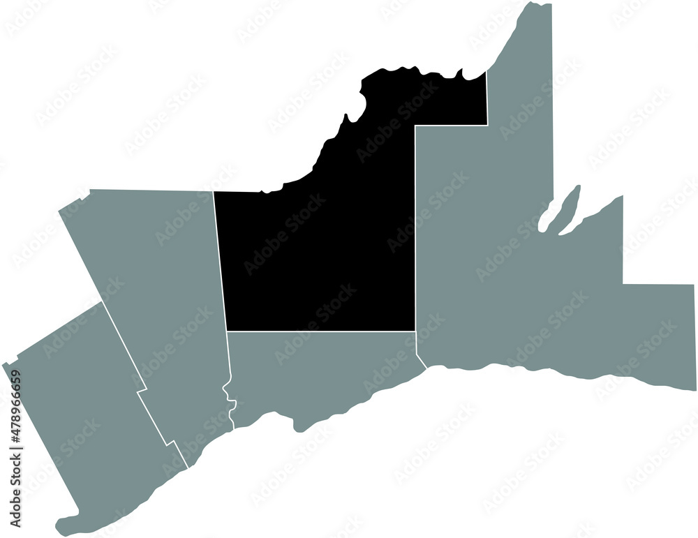 Black flat blank highlighted locator map of the YORK REGION inside gray ...