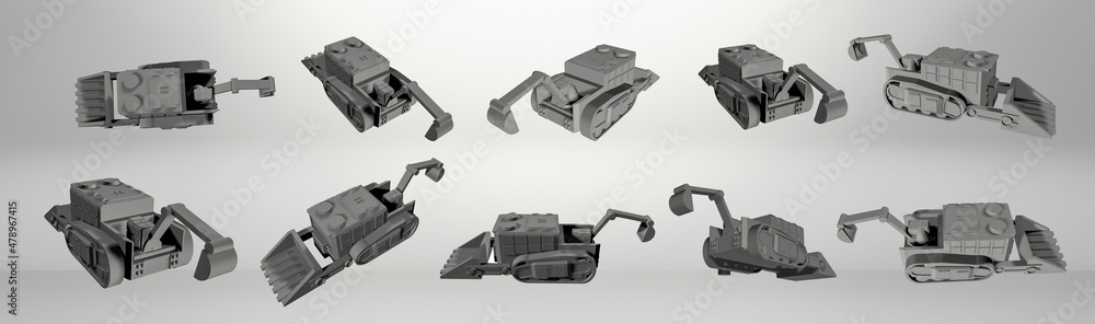 3d JCB MACHINE model set view from different angles for vfx, animation ...