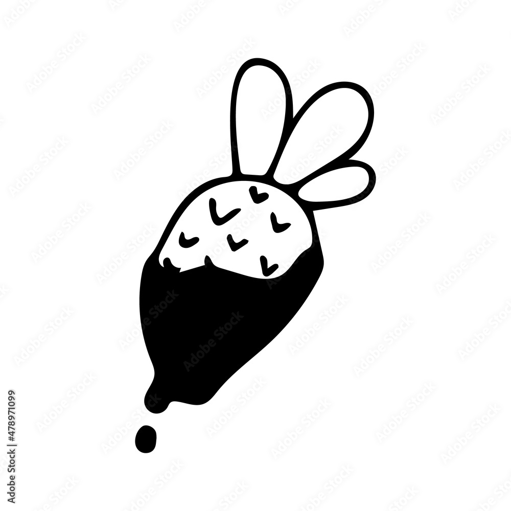 Cute doodle chocolate covered strawberry. Vector romantic glazed ...