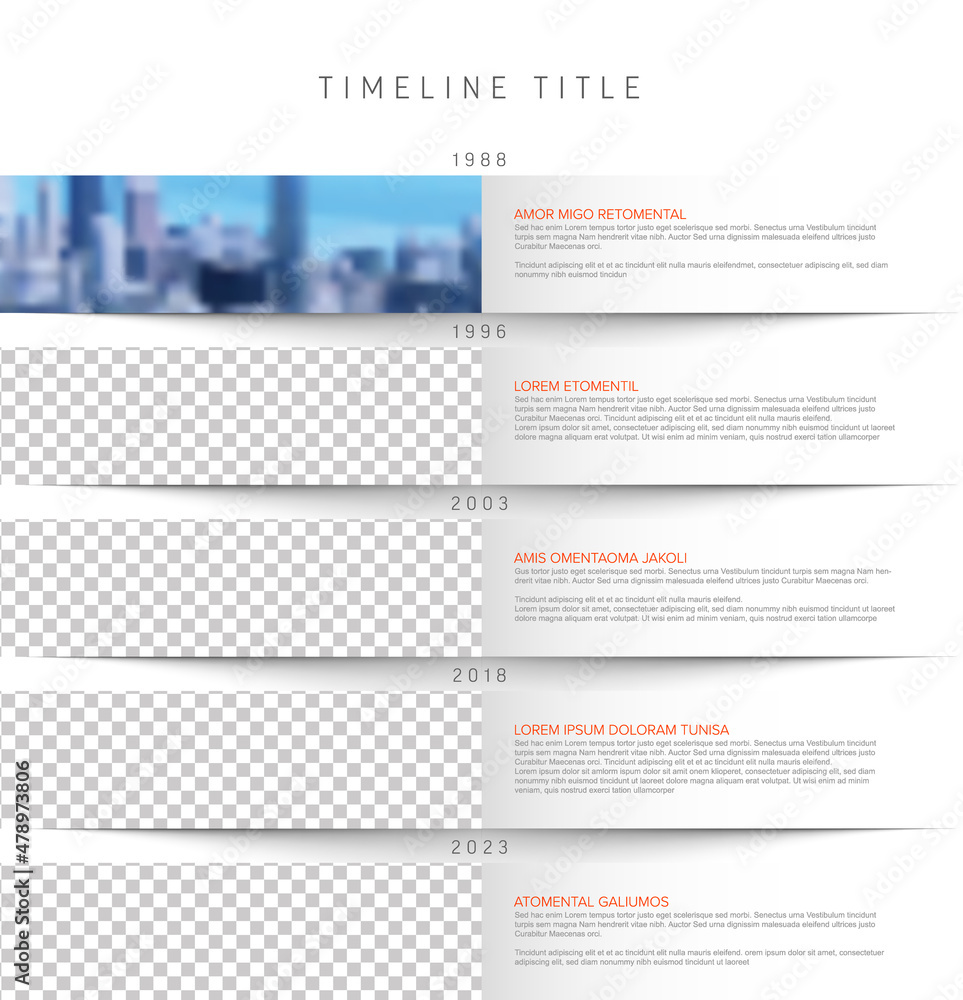 Minimalistic vertical infographic timeline template with photo stripe ...