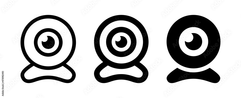 Webcam icon set. Video camera symbol isolated on white background ...