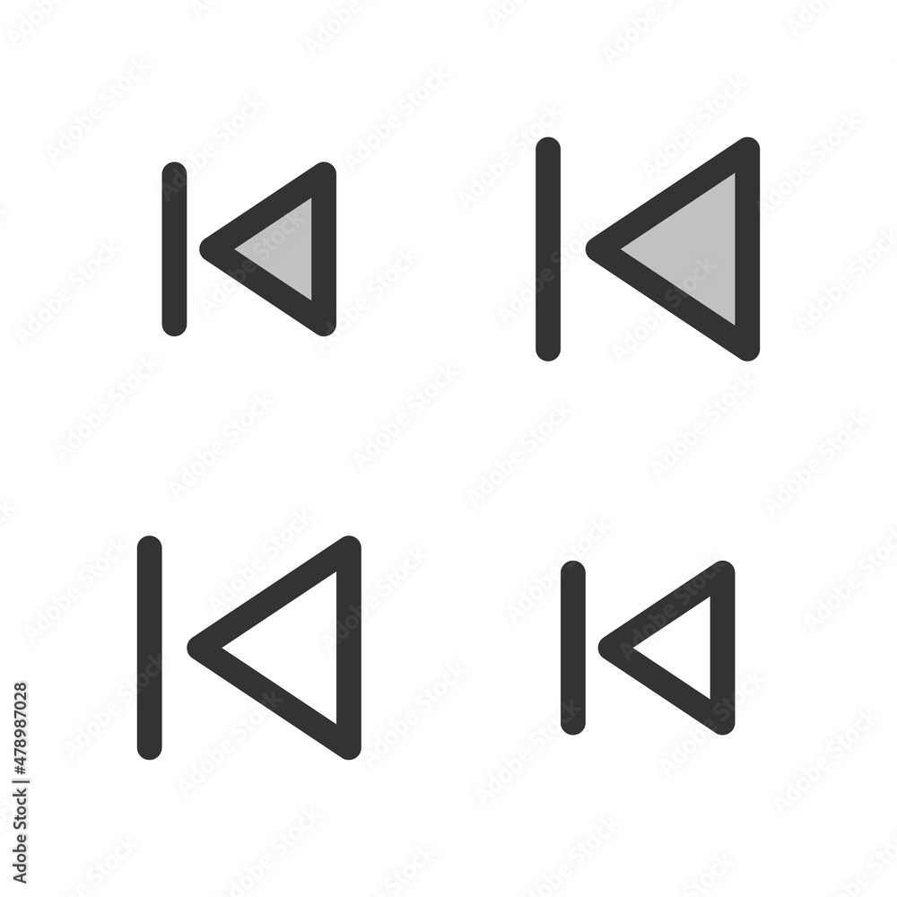 Pixel-perfect linear icon of previous track built on two base grids of ...