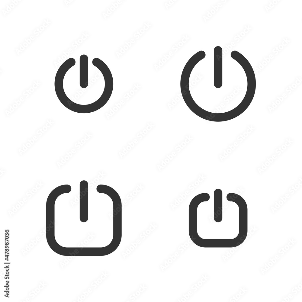 Pixel-perfect linear icon of power on/off sign in two variants built on ...