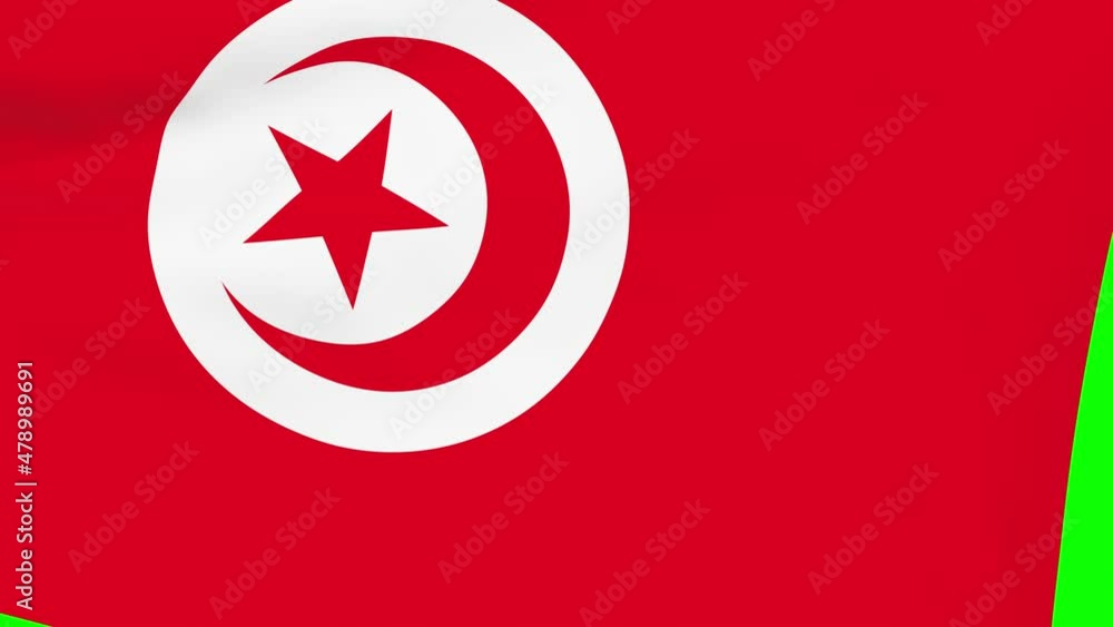 Tunisian waving flag transition 4k and 1080 HD seamless loop animation ...