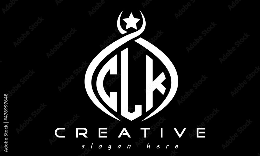 CLK three letters monogram curved oval initial logo design, geometric ...