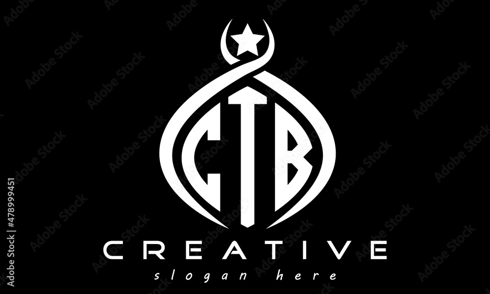 CTB three letters monogram curved oval initial logo design, geometric ...