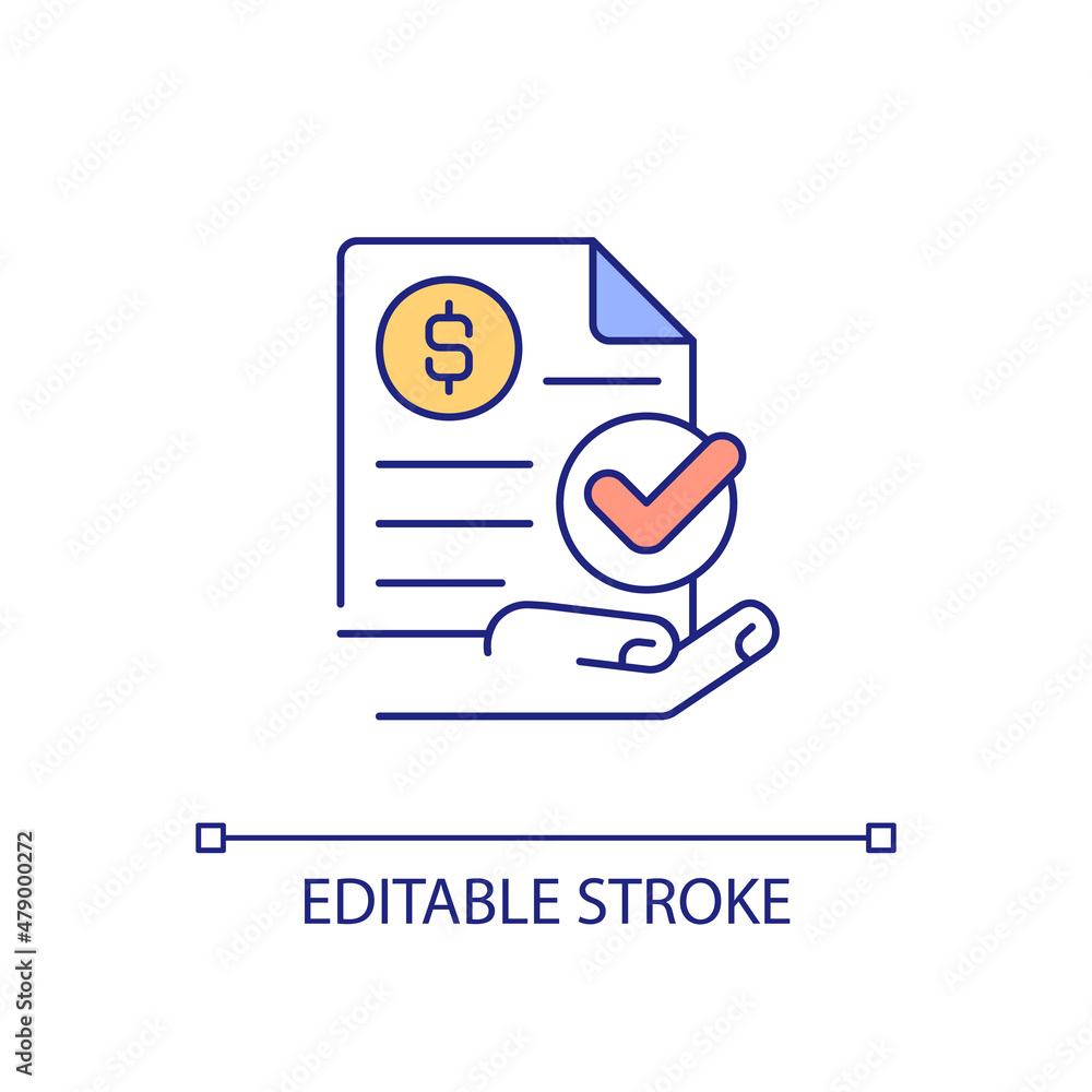 Approved payment RGB color icon. Formal statement. Purchase invoice ...