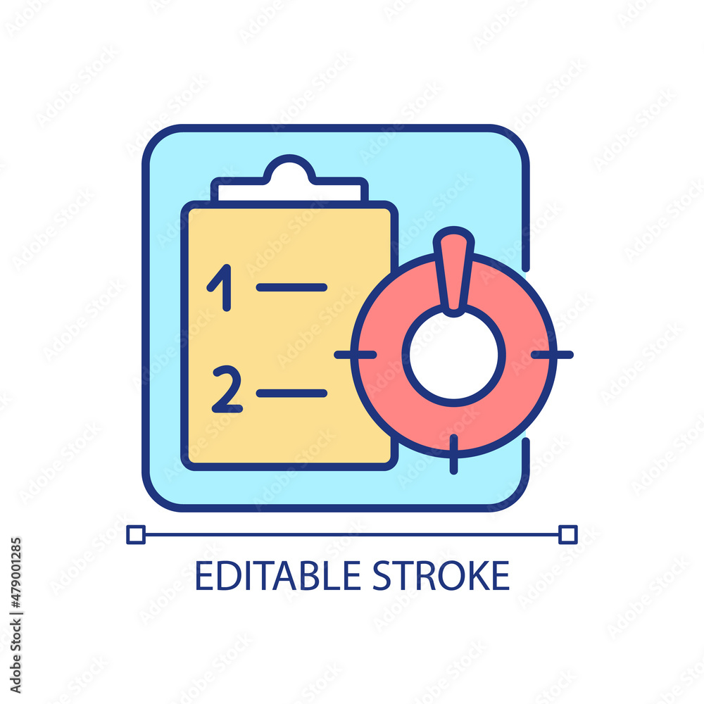 Proofing tool RGB color icon. Documents and papers analyzing ...