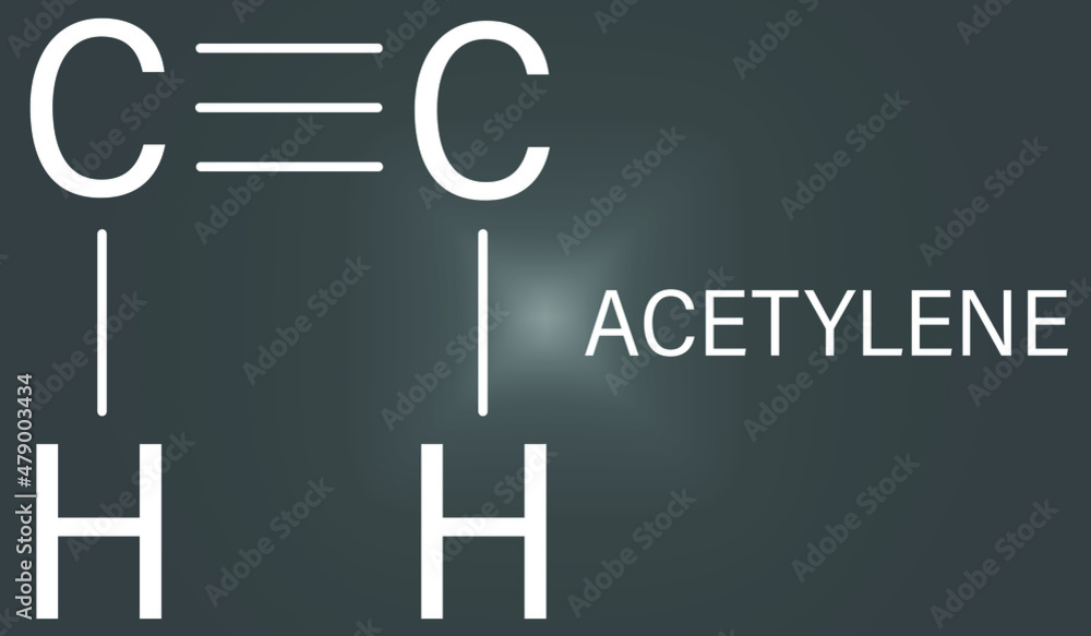 Acetylene or ethyne molecule. Used in oxy-acetylene welding. Skeletal ...
