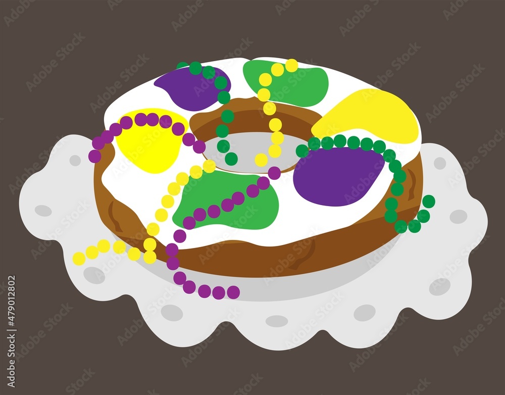 King cake mardi gras carnival colorful vector icon. Typical mardi gras ...