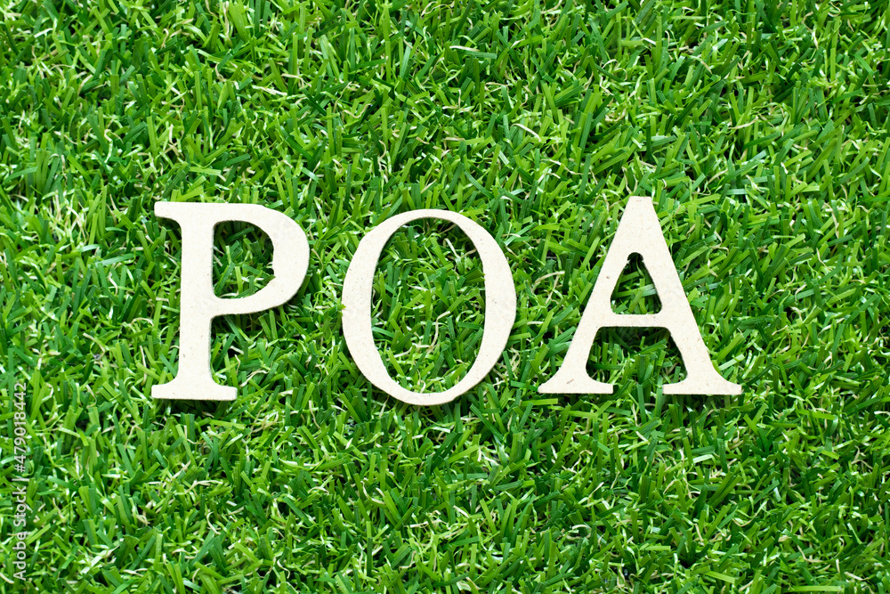 Alphabet letter in word POA (Abbreviation of Plan of action, Power of ...