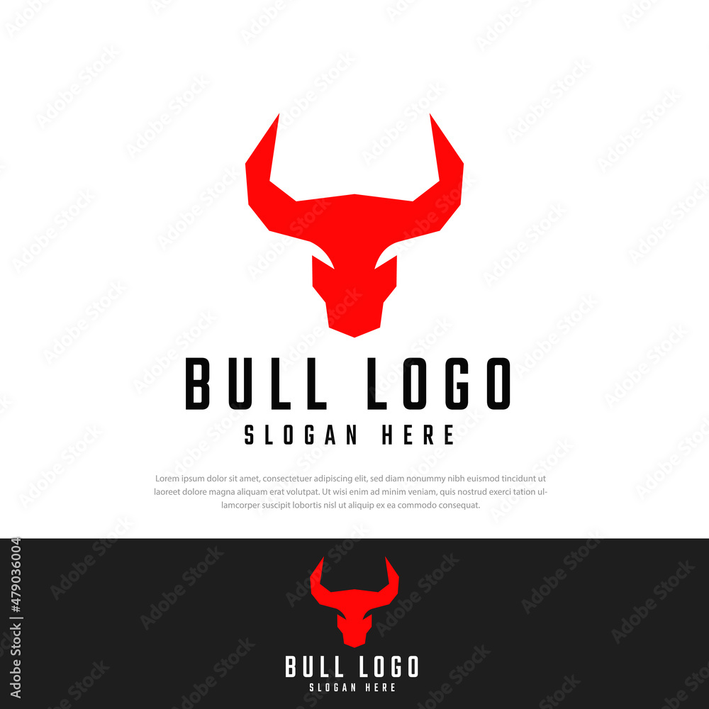 Vector illustration of red bull head logo design, bull symbol Stock ...
