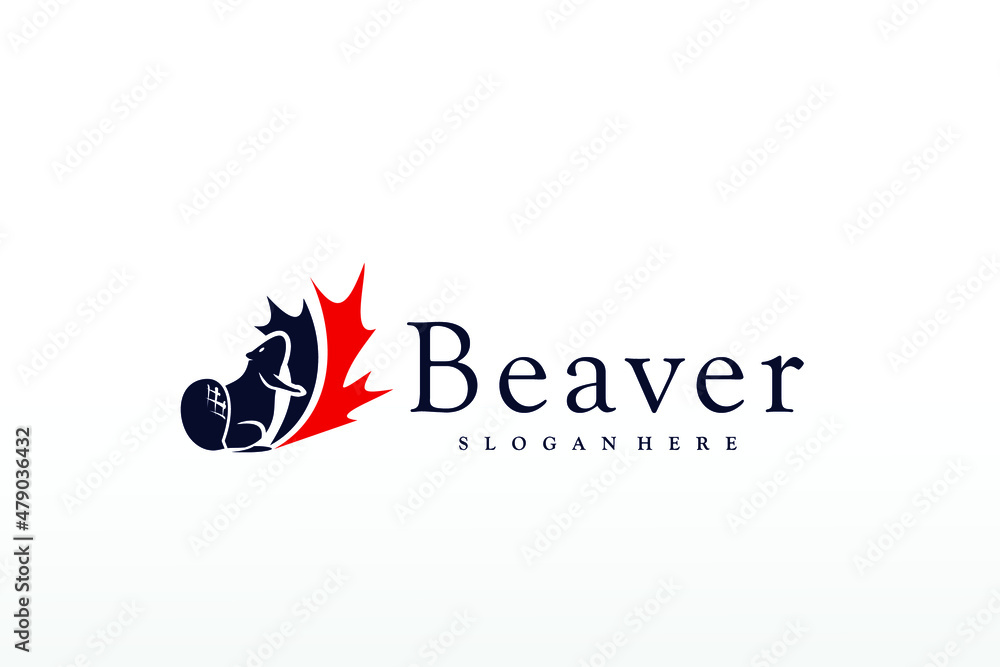 beaver logo design idea, illustration canadian icon logo design concept ...