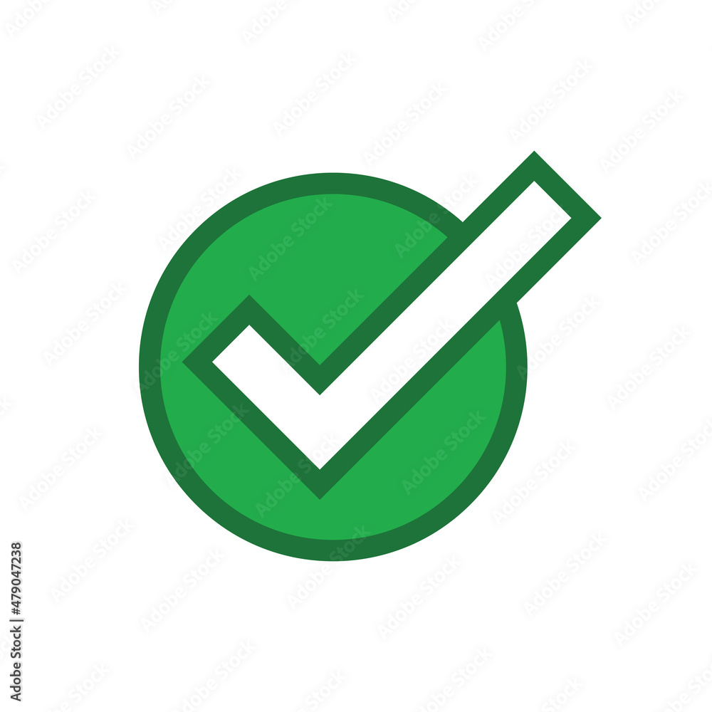 Green check mark icon inside a circle. Tick symbol in green color ...