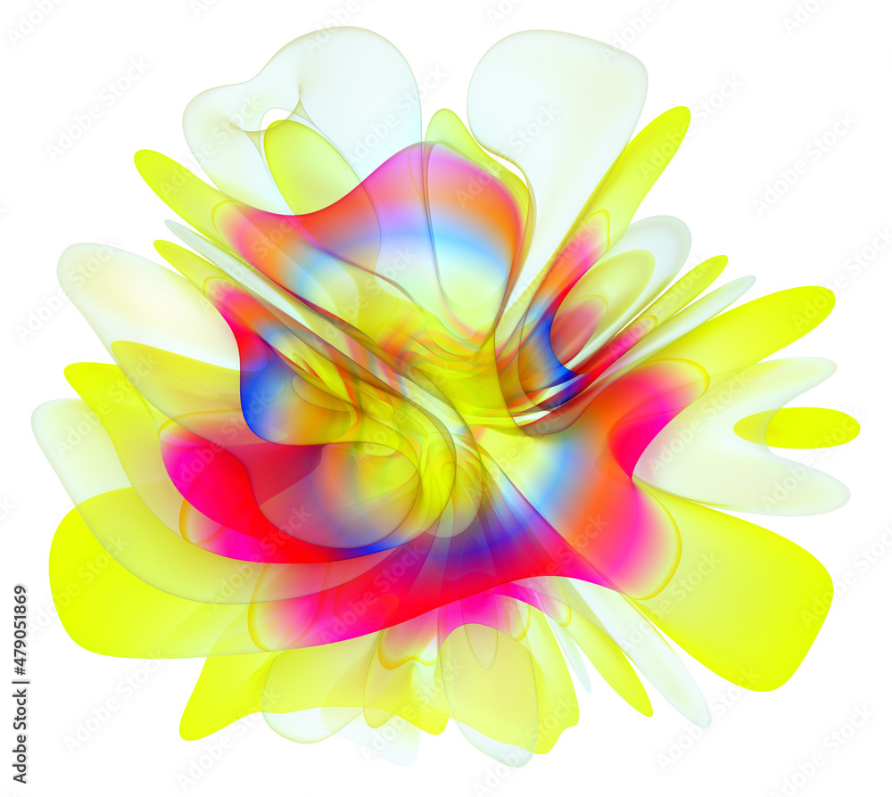 3d render of abstract art with surreal alien blossom flower in curve ...