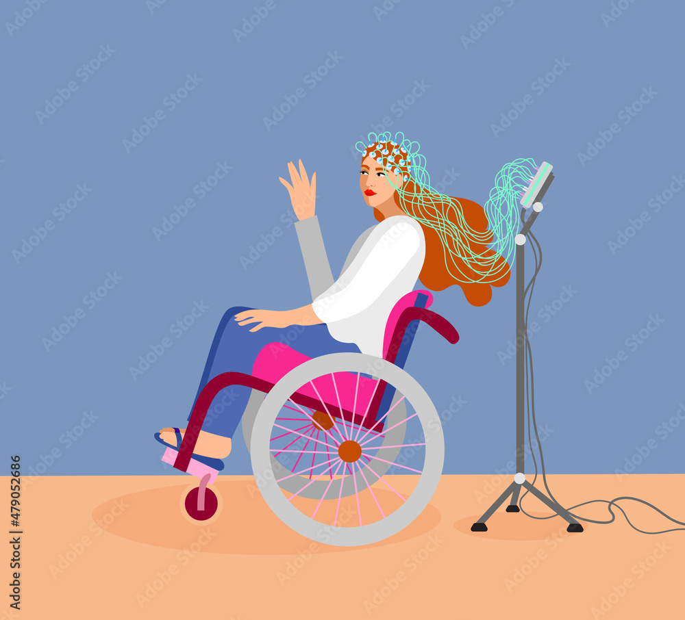 woman receiving a EEG - electroencephalography medical procedure Stock ...