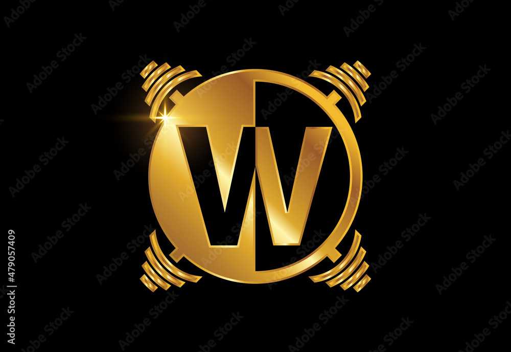 Vektorová grafika „Initial W monogram alphabet with a barbell. Lifting ...
