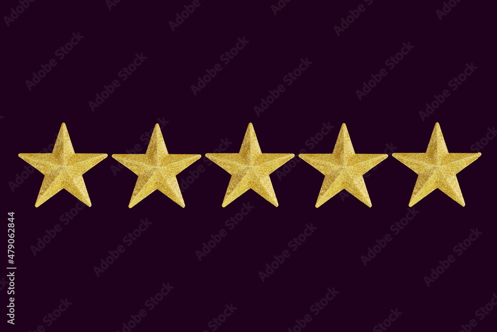 golden five star in night sky dark purple background Stock Photo ...
