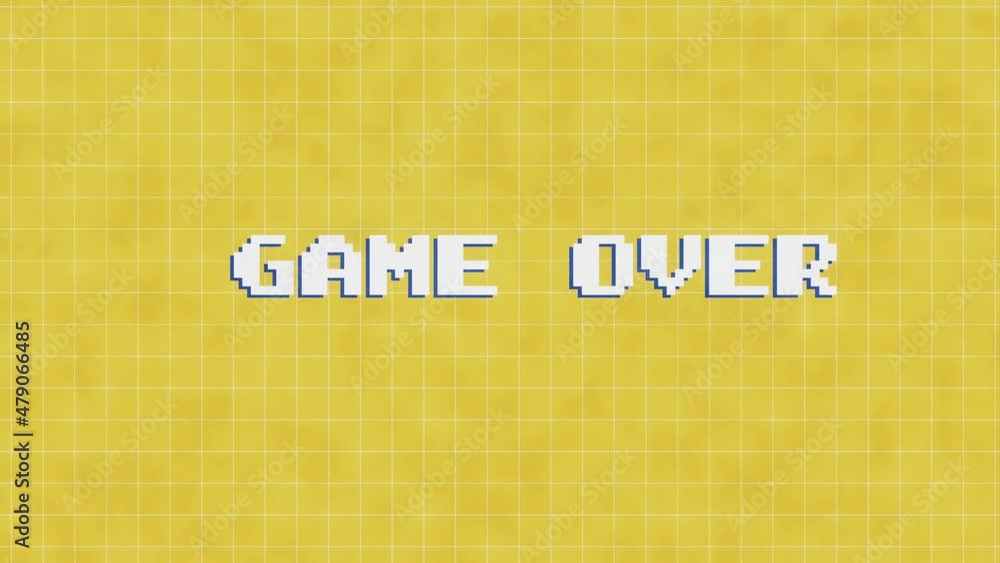 Vidéo Stock Retro looping 2d 8 bit pixelated GAME OVER sign on a yellow ...